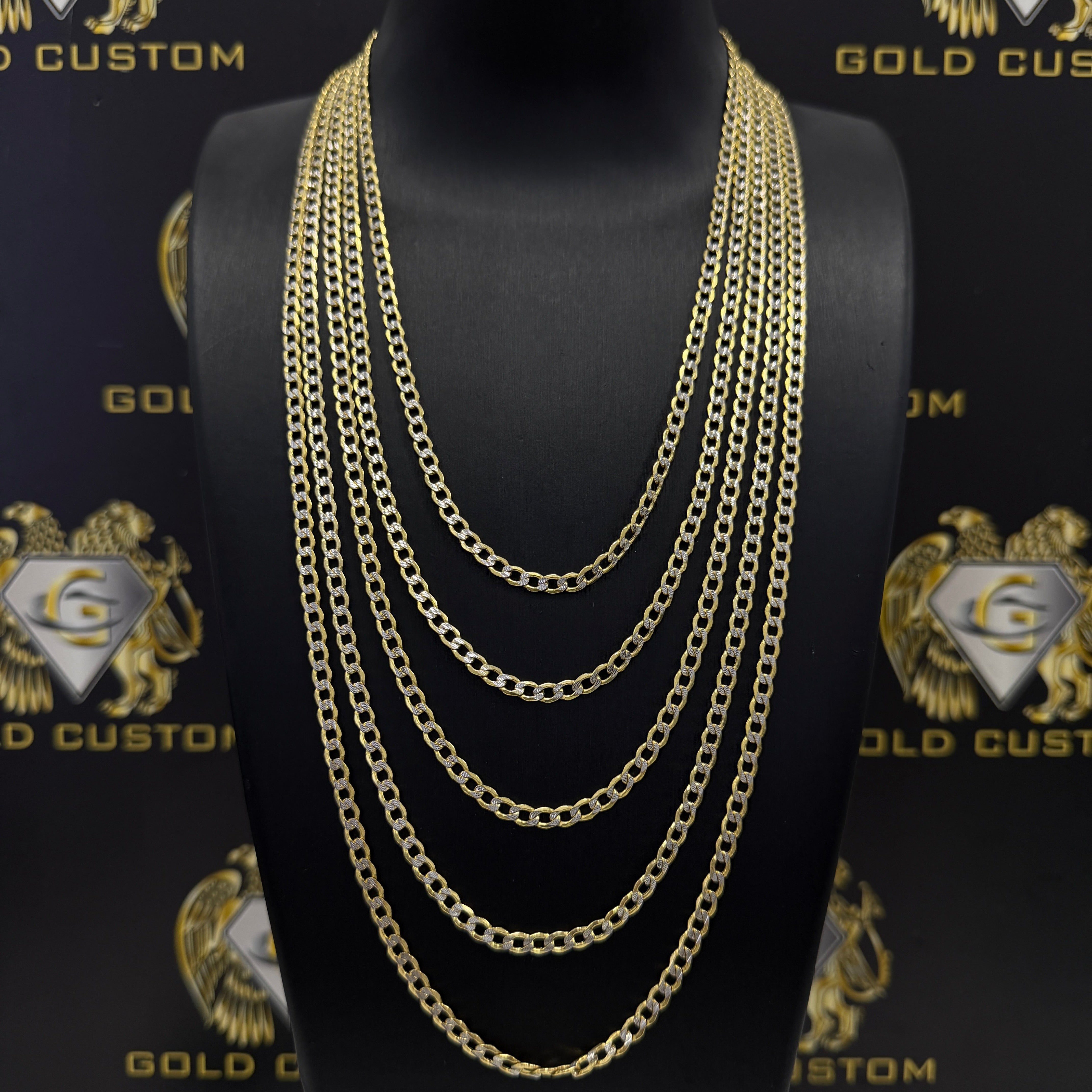 10K Gold 4MM Diamond Curb Chain (24") | Semi-Solid – Gold Custom
